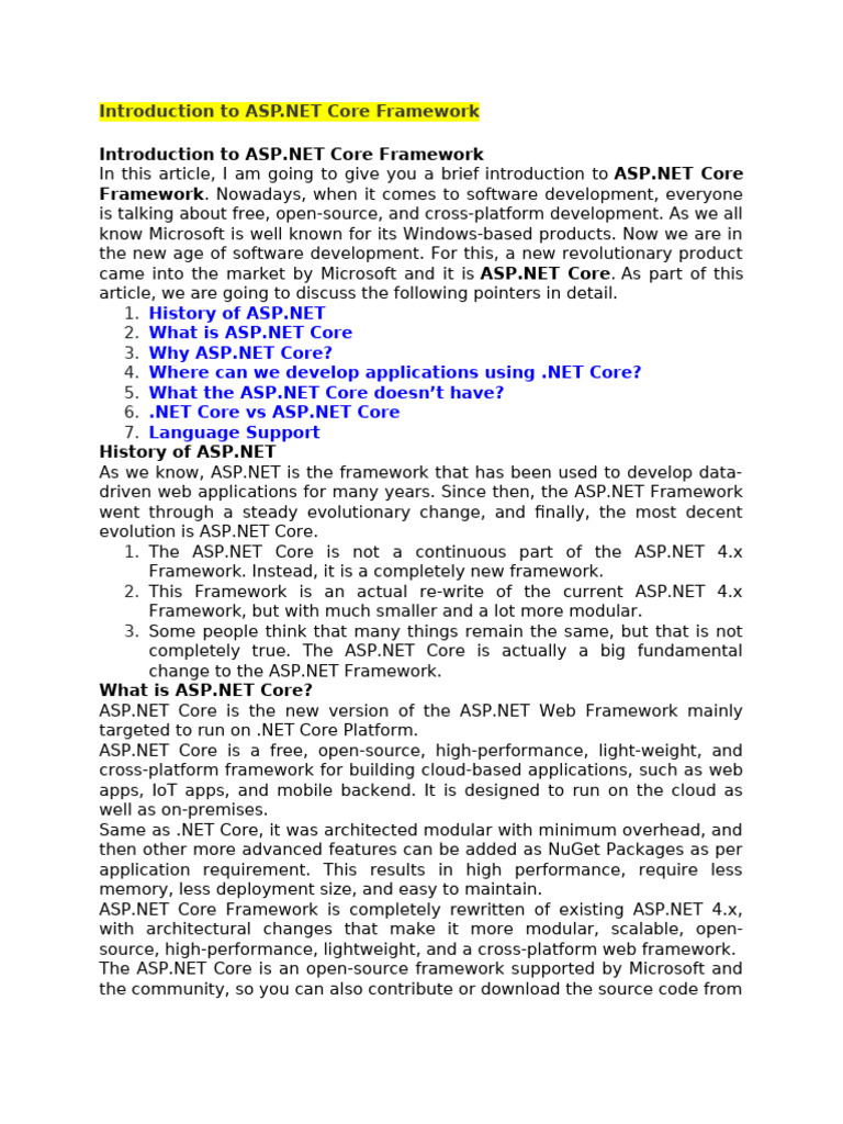 1 ASP.net Core Basics | PDF | Internet Information Services | Method (Computer Programming)