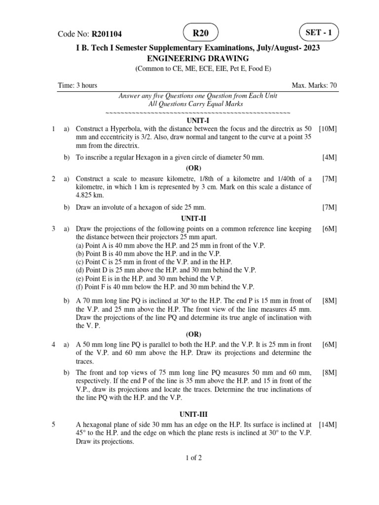Engineering Drawing July Aug 2023 | PDF | Geometry | Euclidean Geometry