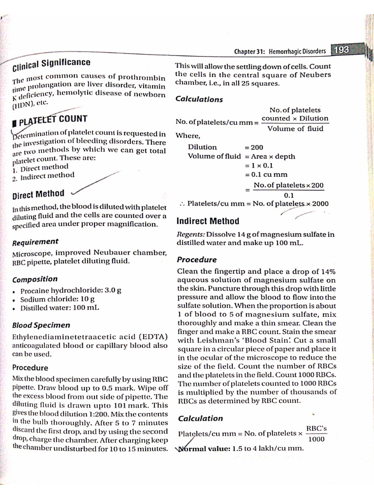 Platelet Count, DMLT 2nd Paper | PDF