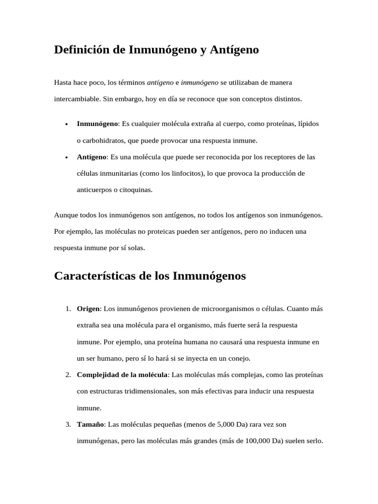Definición de Inmunógeno y Antígeno | PDF | Sistema inmune | Antígeno