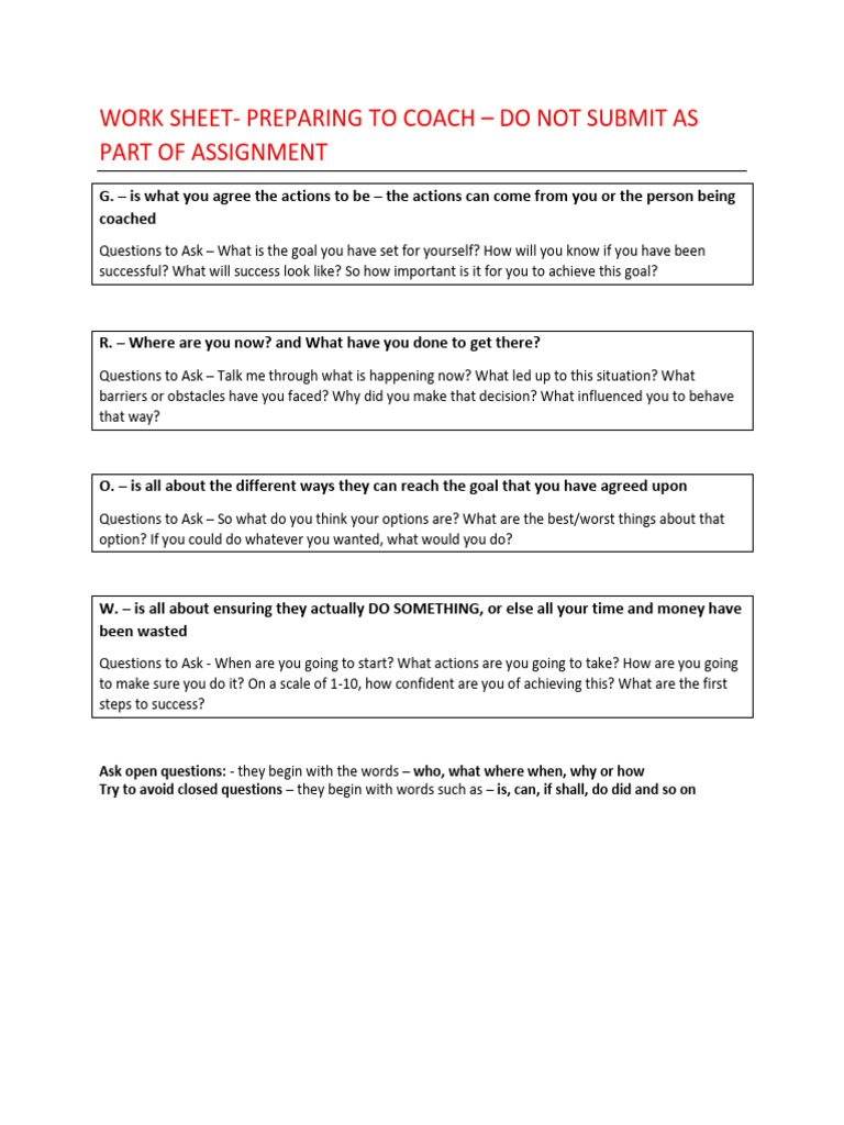 G.R.O.W. Work Sheet | PDF