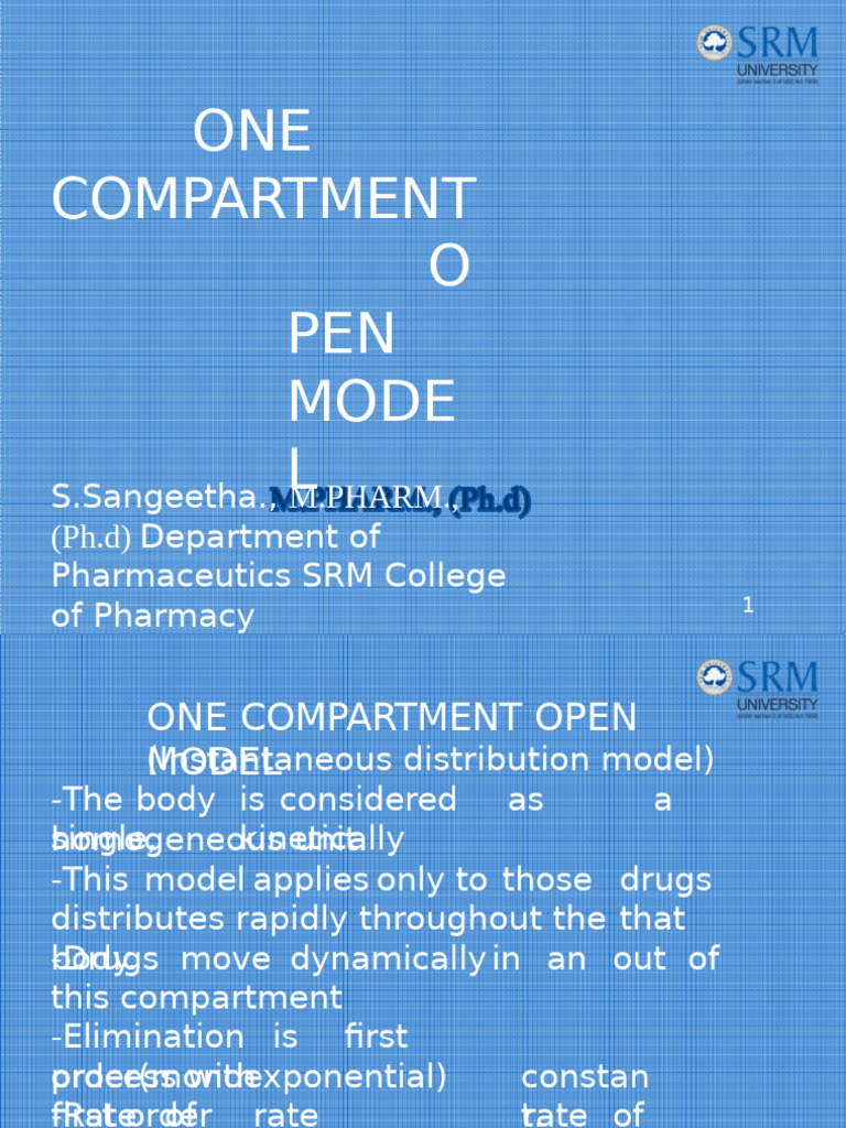 One Compartment Open Model Overview | PDF | Pharmacokinetics ...