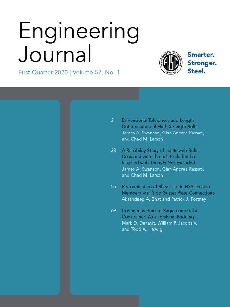 AISC Journal 2020 1_4 | PDF | Screw | Nut (Hardware)
