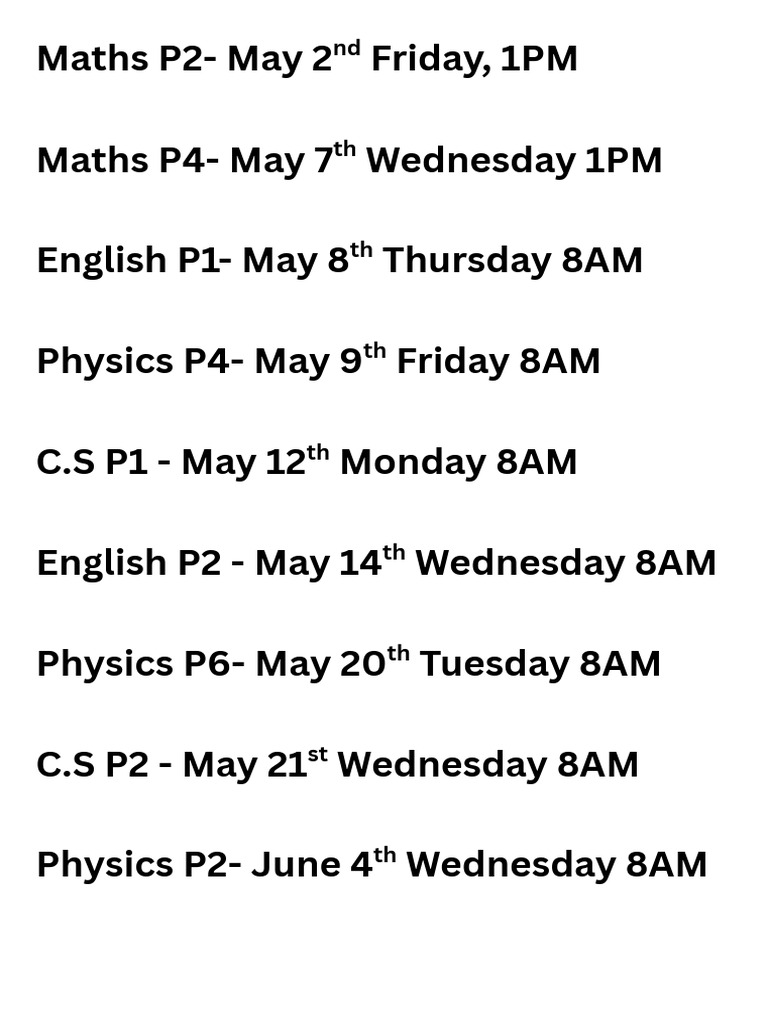Date Sheet | PDF