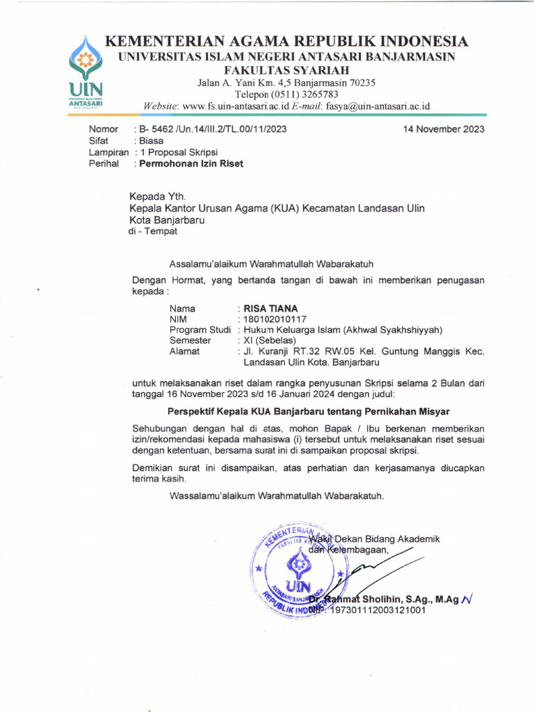 5462 Izin Riset Risa Tiana0003 | PDF