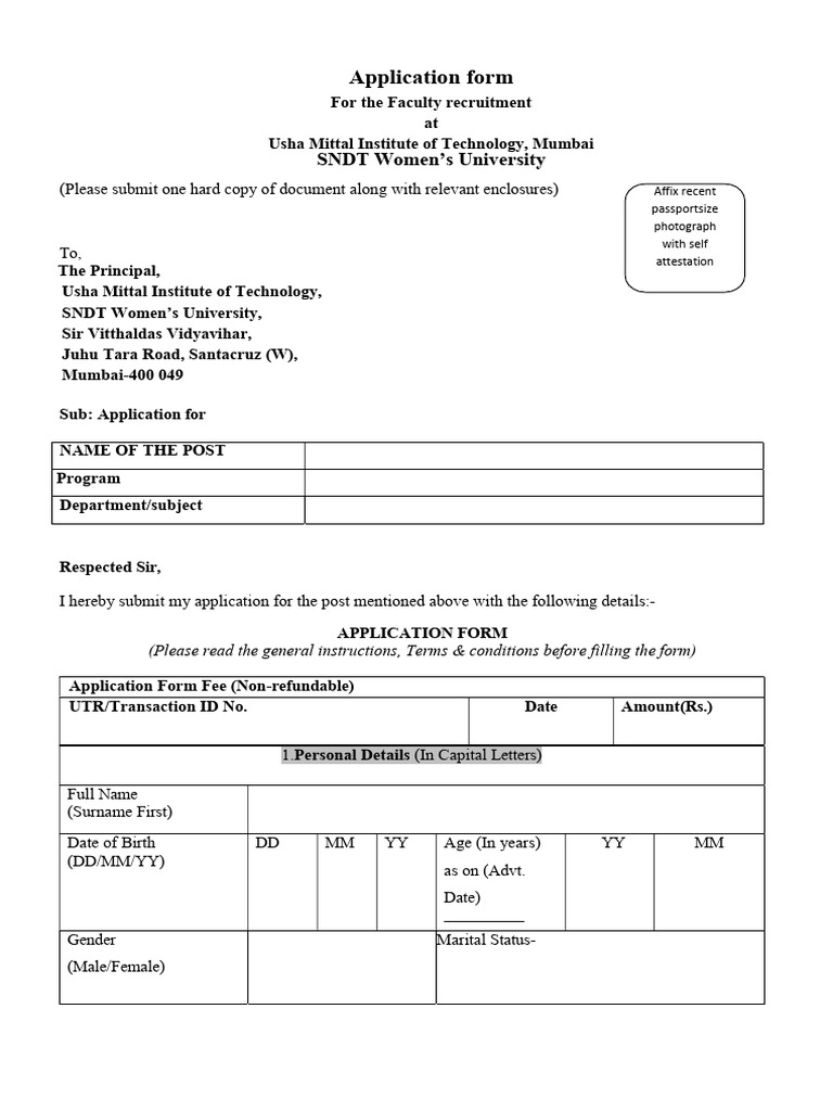 Faculty Recruitment Application Form | PDF
