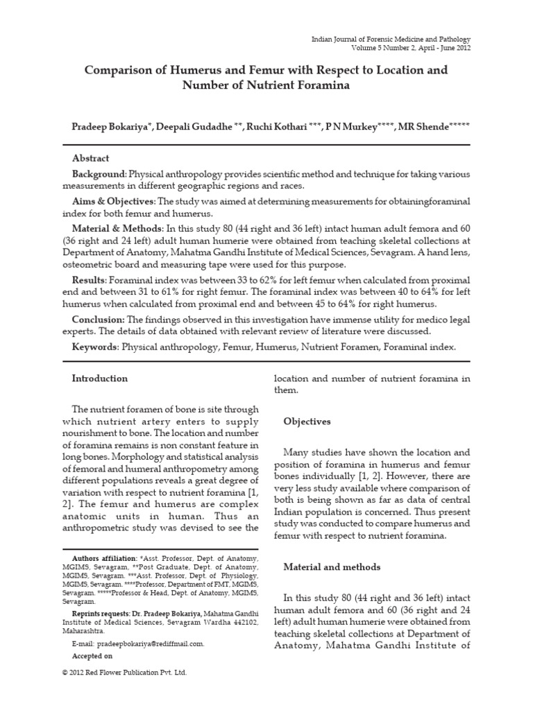 35 Comparison of Humerus and Femur With Respect To Location | PDF ...