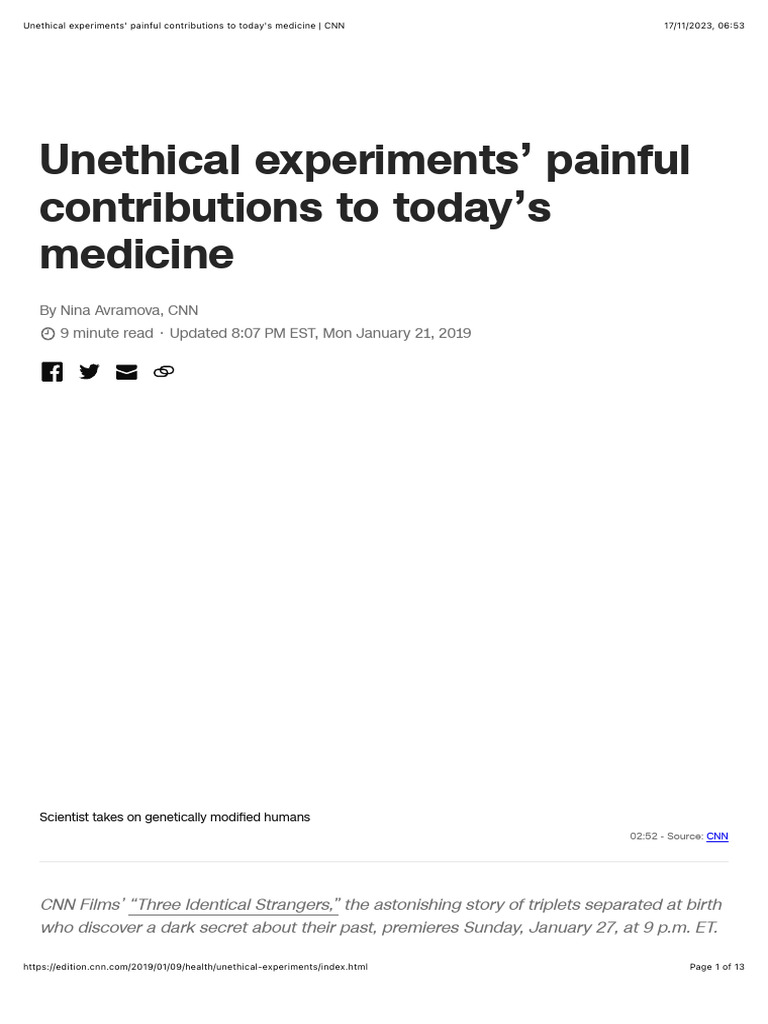 Unethical Experiments' Painful Contributions To Today's Medicine - CNN ...