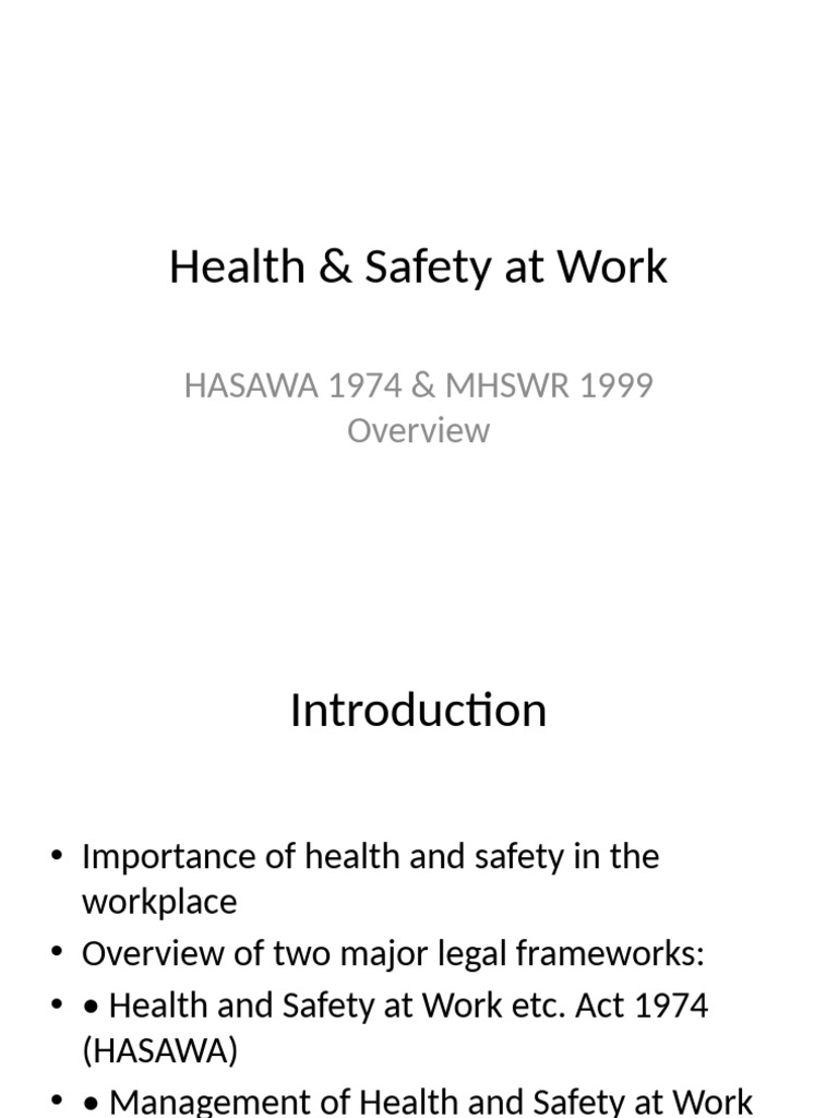 Health and Safety Presentation With Notes | PDF