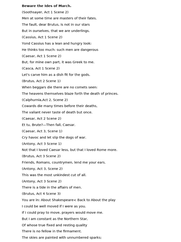 Beware The Ides of March | PDF | Ancient Romans | Mark Antony