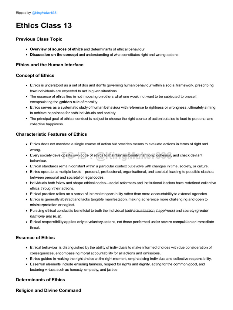 Ethics Class 13 - 02 - 05 - 25 | PDF | Morality | Applied Philosophy