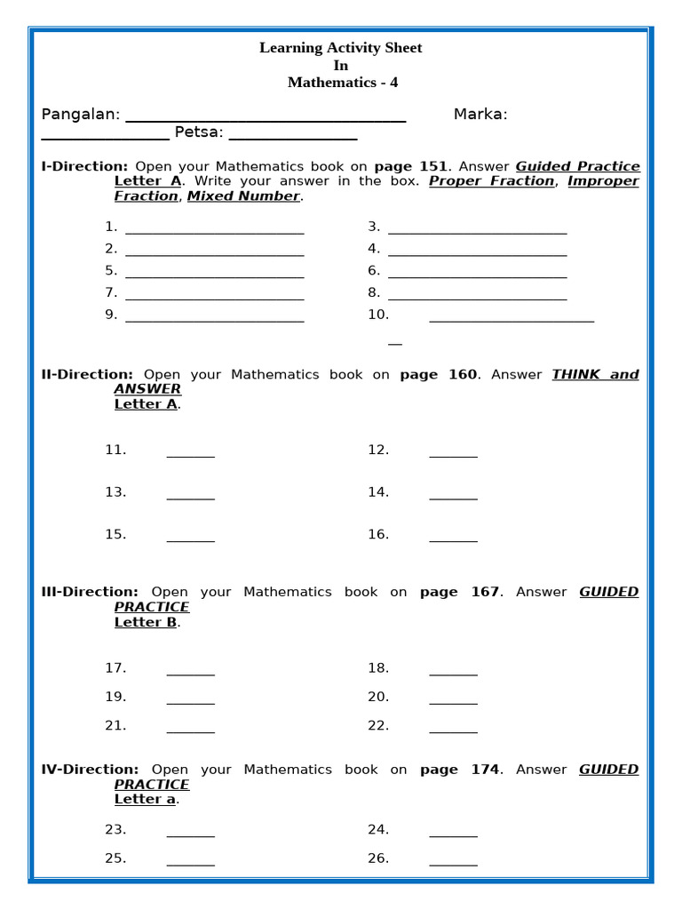 LAS Mathematics 4 q3 | PDF