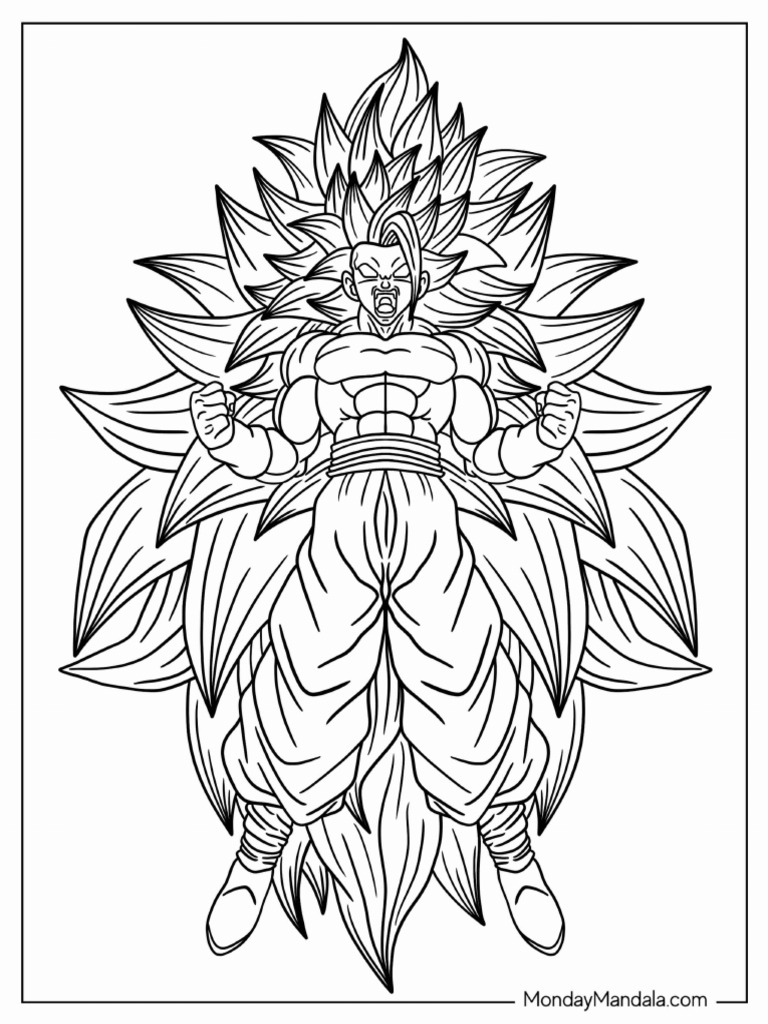 Coloring Page of Goku in Super Saiyan 3 | PDF
