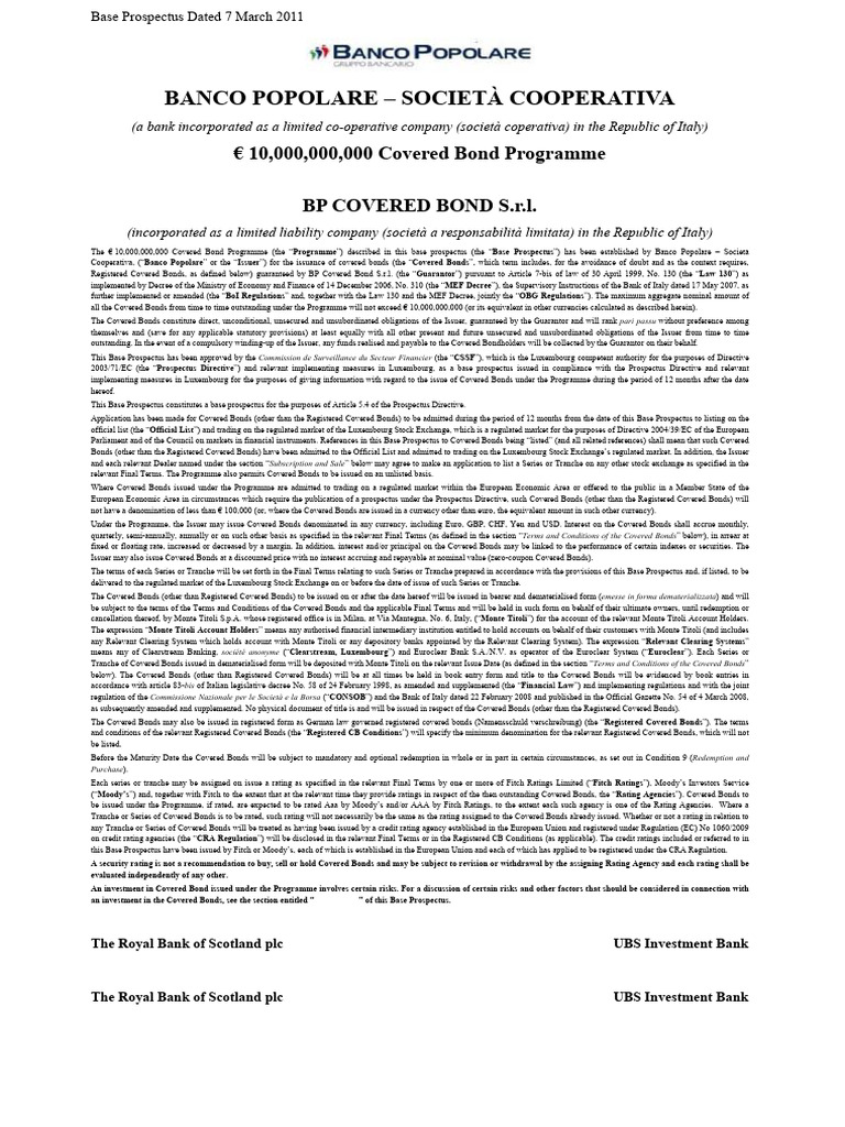 Base Prospectus 2011-03-07 | PDF | Bonds (Finance) | Credit Rating Agency