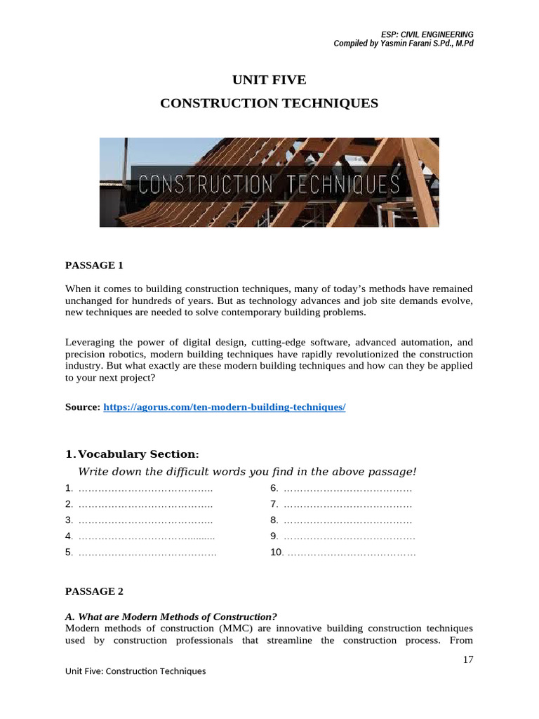 #5 - Unit Four - Construction Techniques | PDF | Building Insulation | Concrete