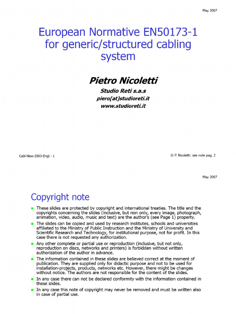 En 50173-Data Cabling - Standards | PDF