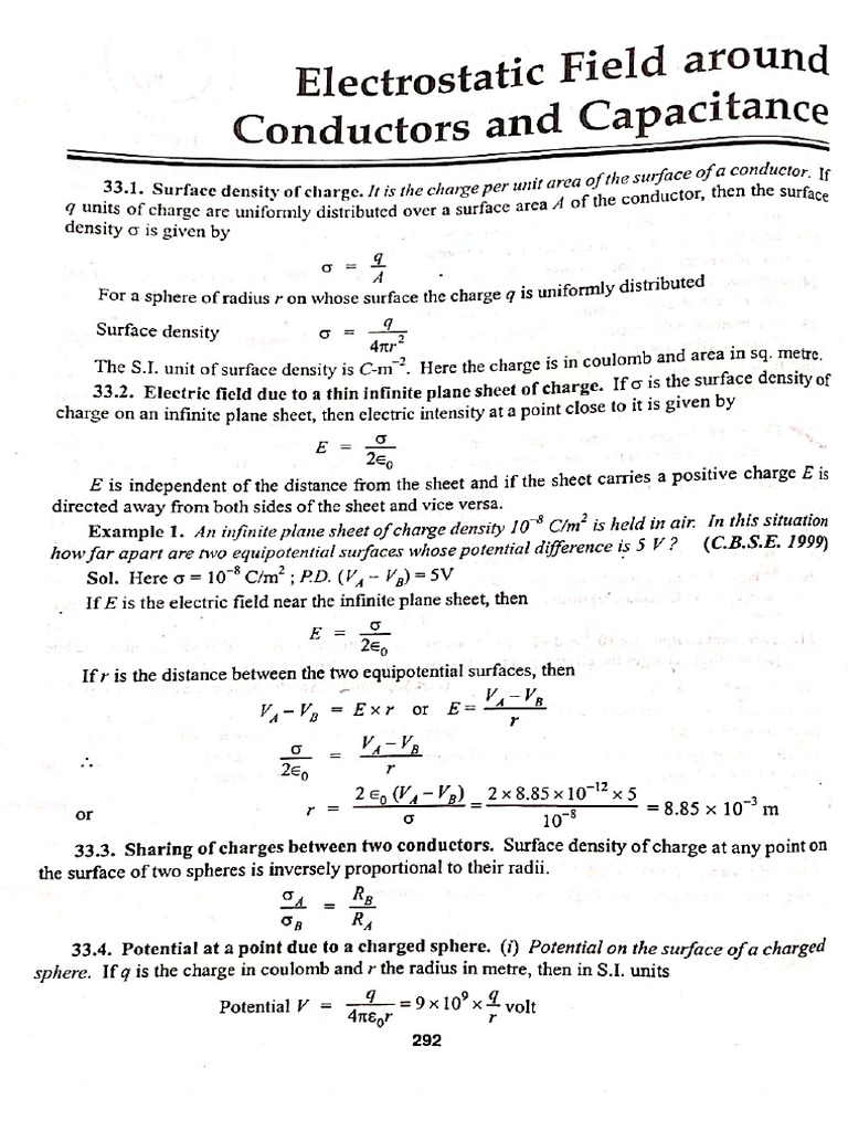 Electric Field & Capacitance - Class - Xii | PDF