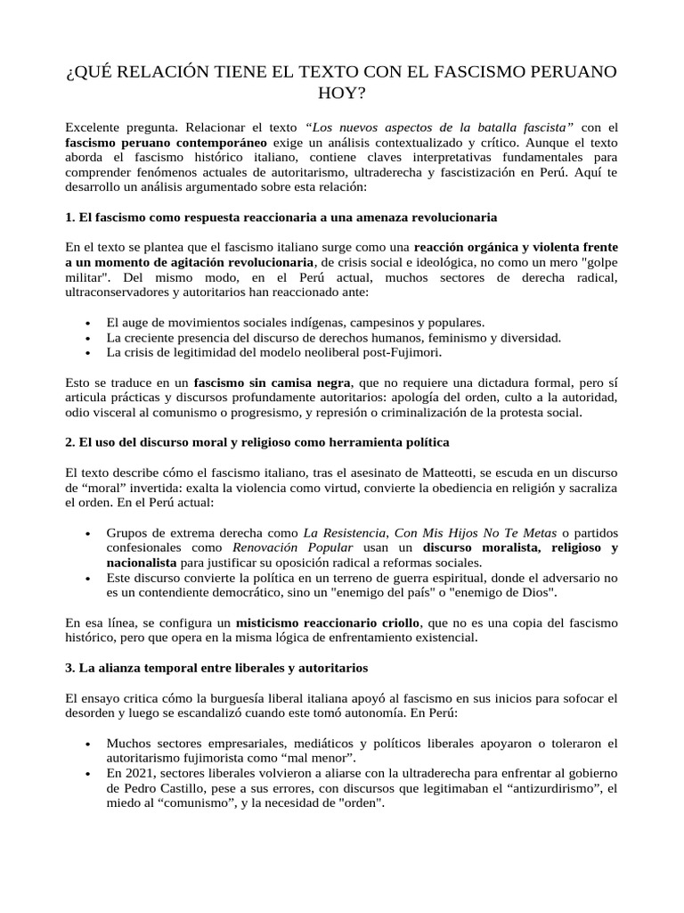 Fascismo peruano y su contexto actual | PDF | Fascismo | Política de ...