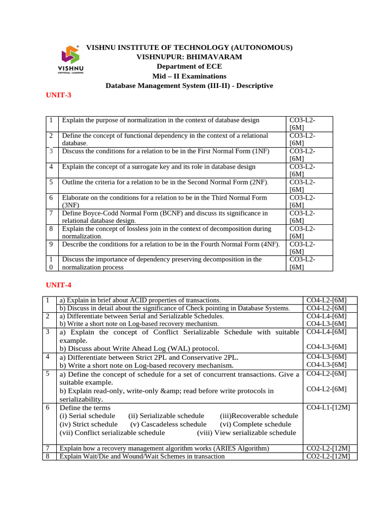 Dbms Mid 2 Descriptive | PDF | Data Management | Computer Data
