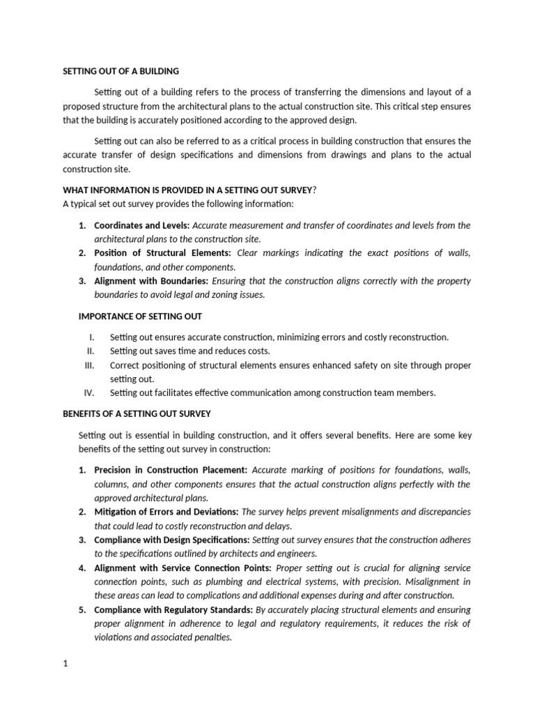 Building Setting Out Methods Explained | PDF | Foundation (Engineering ...