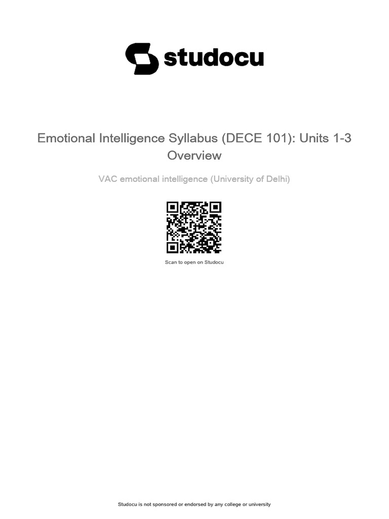 Emotional Intelligence Syllabus Dece 101 Units 1 3 Overview | PDF | Emotional Intelligence ...