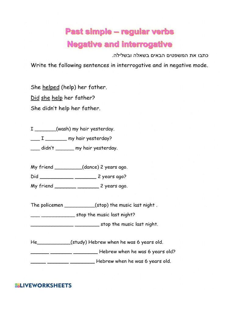 Change Sentence Regular Verbs | PDF