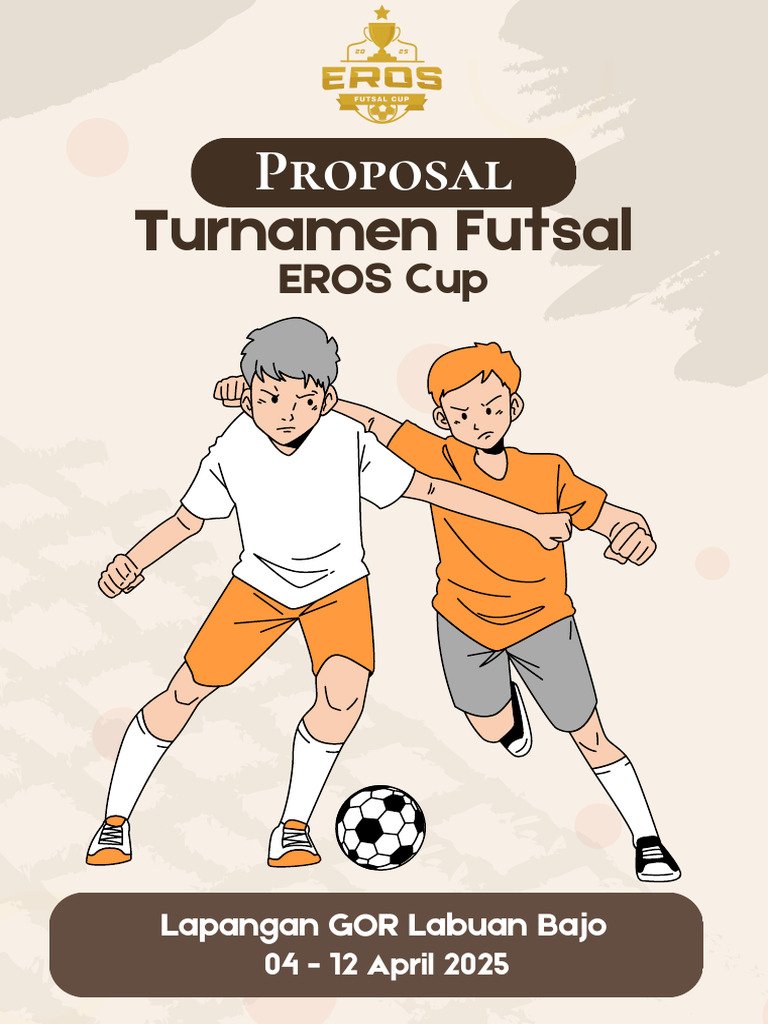 Coklat Krem Ilustrasi Sederhana Proposal Turnamen Futsal Halaman Sampul ...