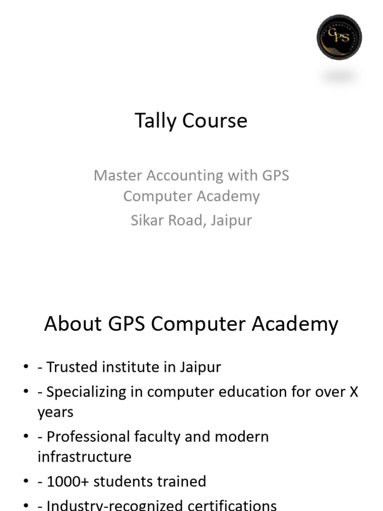Tally ERP 9 With GST - GPS Academy | PDF