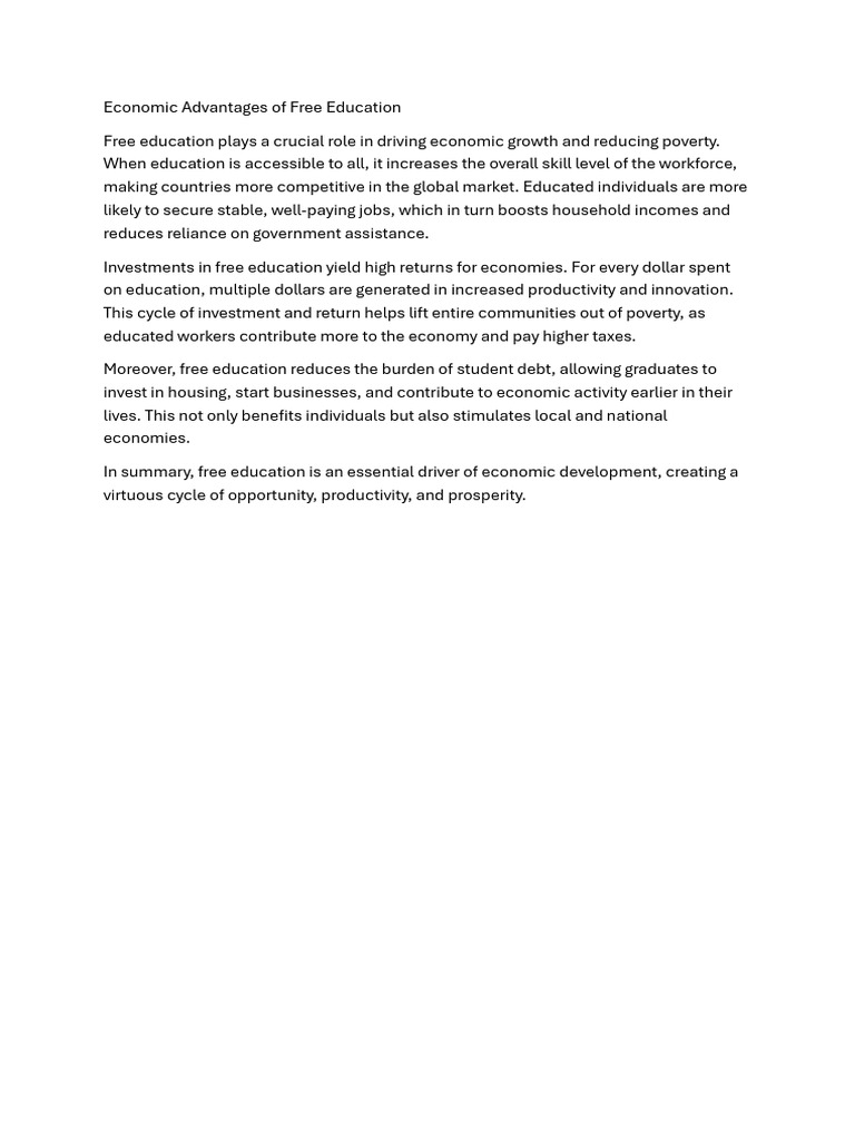 Economic Benefits of Free Education | PDF