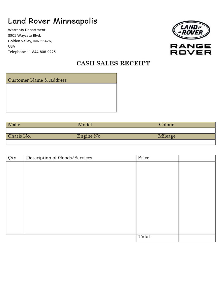Range Rover Receipt | PDF