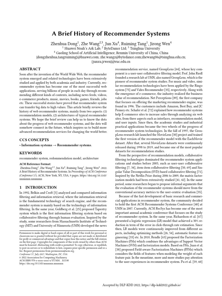History of Recommender Systems | PDF | Information Science