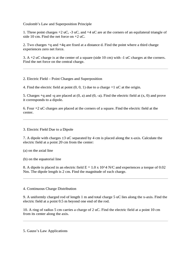 Electric Field and Charge Practice | PDF | Electric Field | Sphere