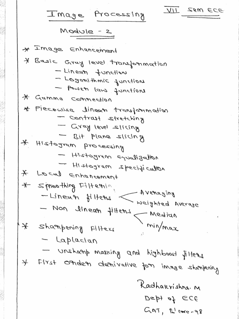 Digital Image Processing 15EC72 Module 2 VTU | PDF