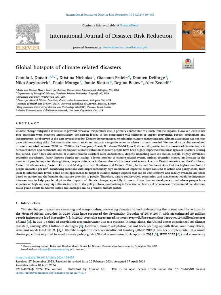 Global Hotspots of Climate-Related Disasters Intl Journal of Disaster ...