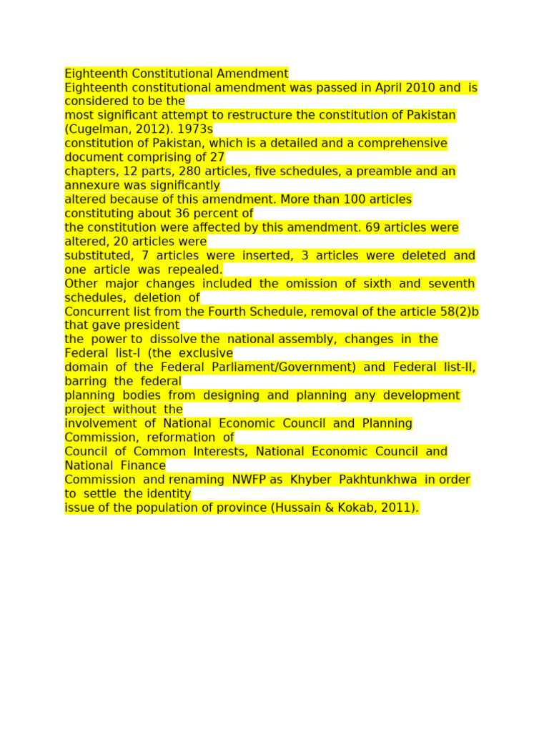 Eighteenth Constitutional Amendment | PDF