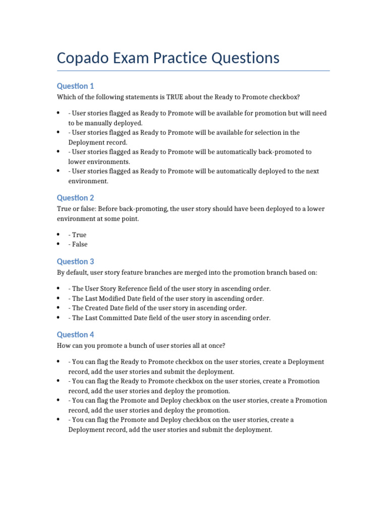 Copado Exam Practice Questions | PDF