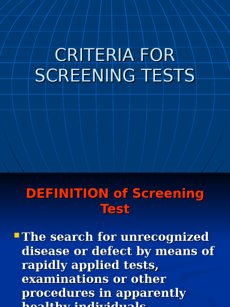 Screening Test Criteria Explained | PDF | Sensitivity And Specificity ...