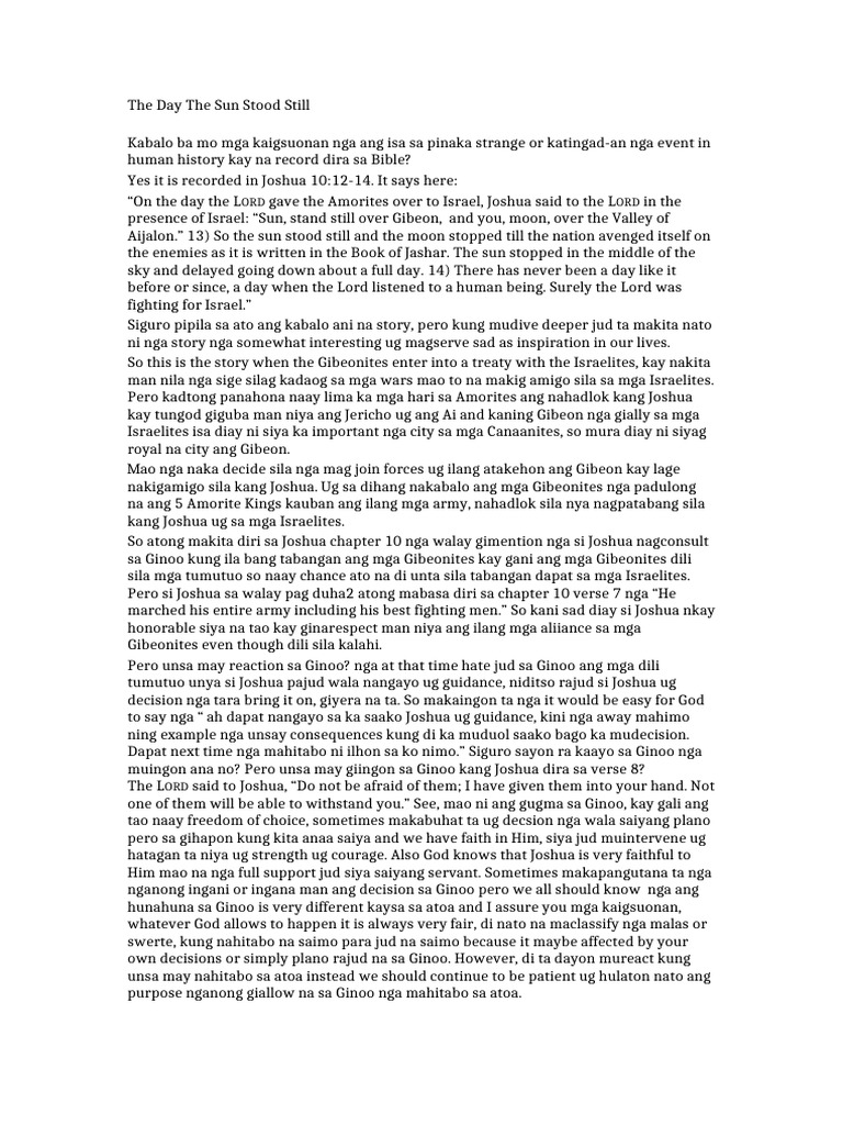 The Day The Sun Stood Still | PDF