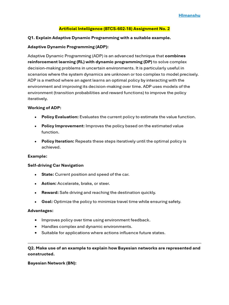 Artificial Intelligence Solution | PDF | Bayesian Network | Decision Making