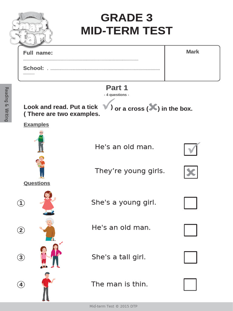 I-Learn Smart Start Grade 3 Midterm - Reading _ Writing Test | PDF