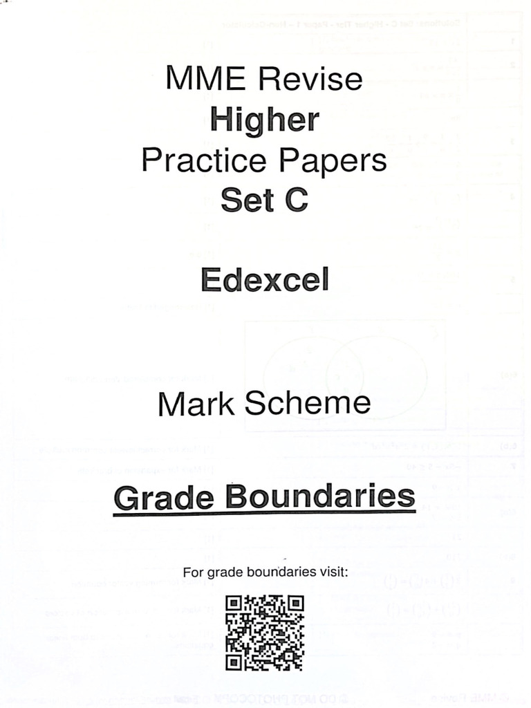 Edexcel Higher Set C Mark Scheme | PDF