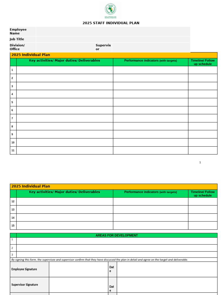 2025 Staff Individual Plan | PDF