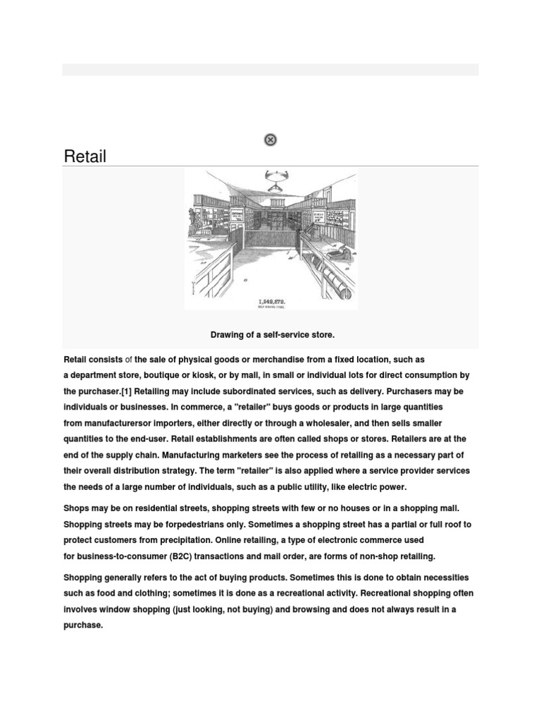 Retail: Drawing of A Self-Service Store | PDF