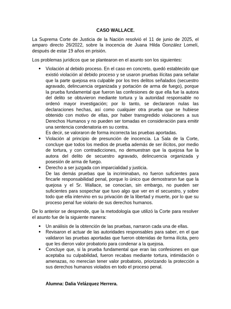 Caso Wallace | PDF | Violación | Tortura