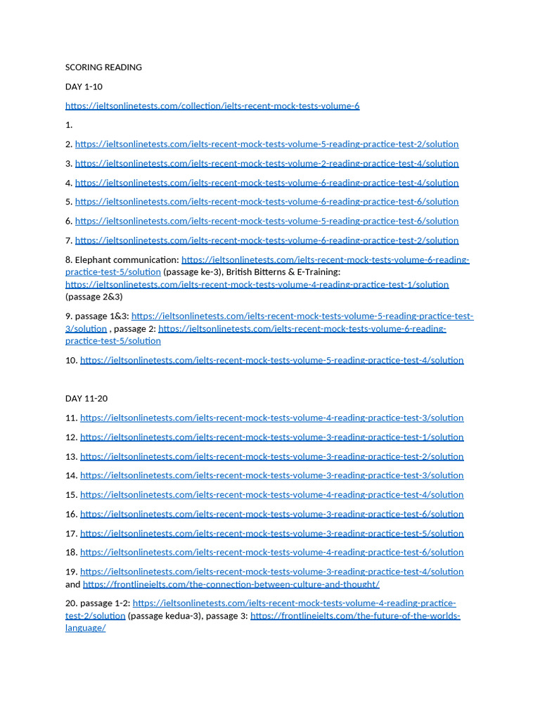 Scoring Reading Link | PDF
