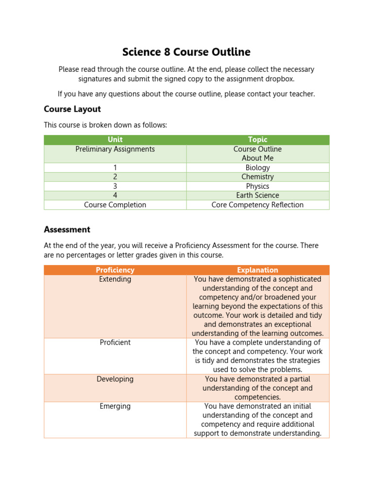 Science 8 Course Outline | PDF | Science | Intelligence