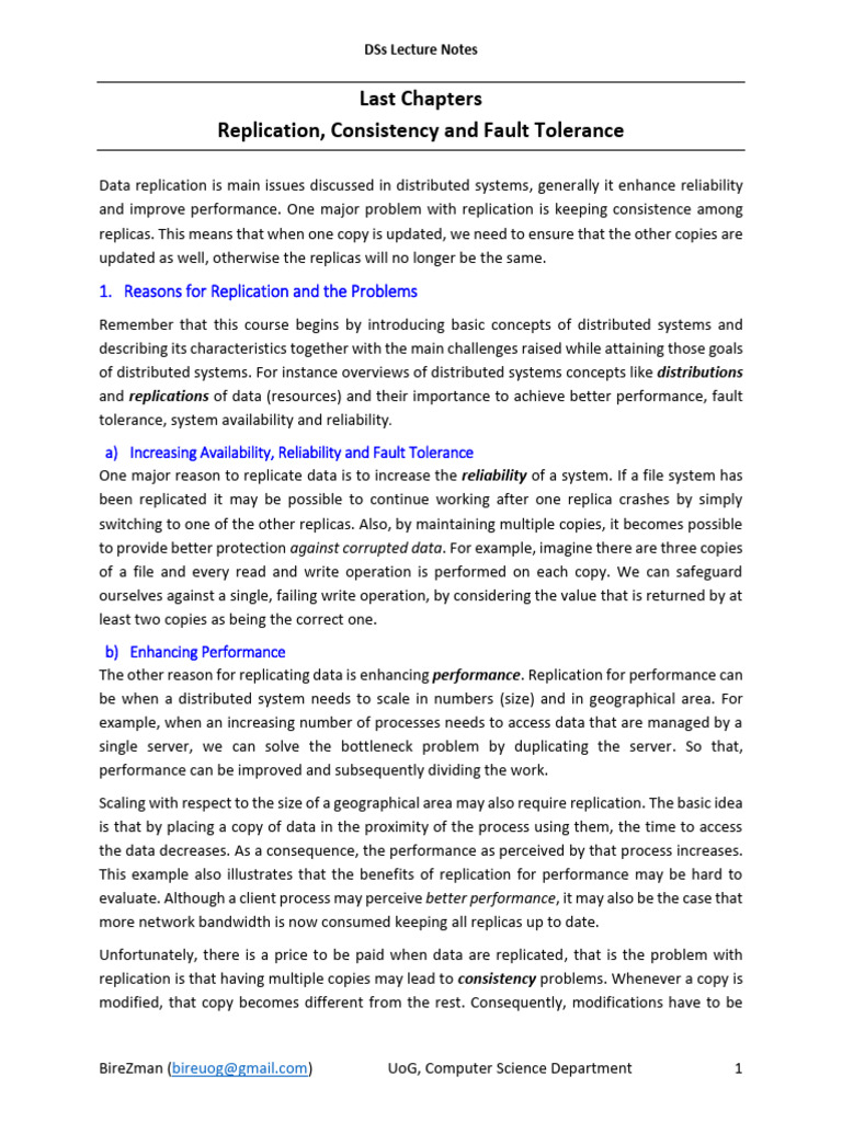 DSs CH 07 - Replication, Consistency Fault Tolerance | PDF | Replication (Computing) | Cache ...