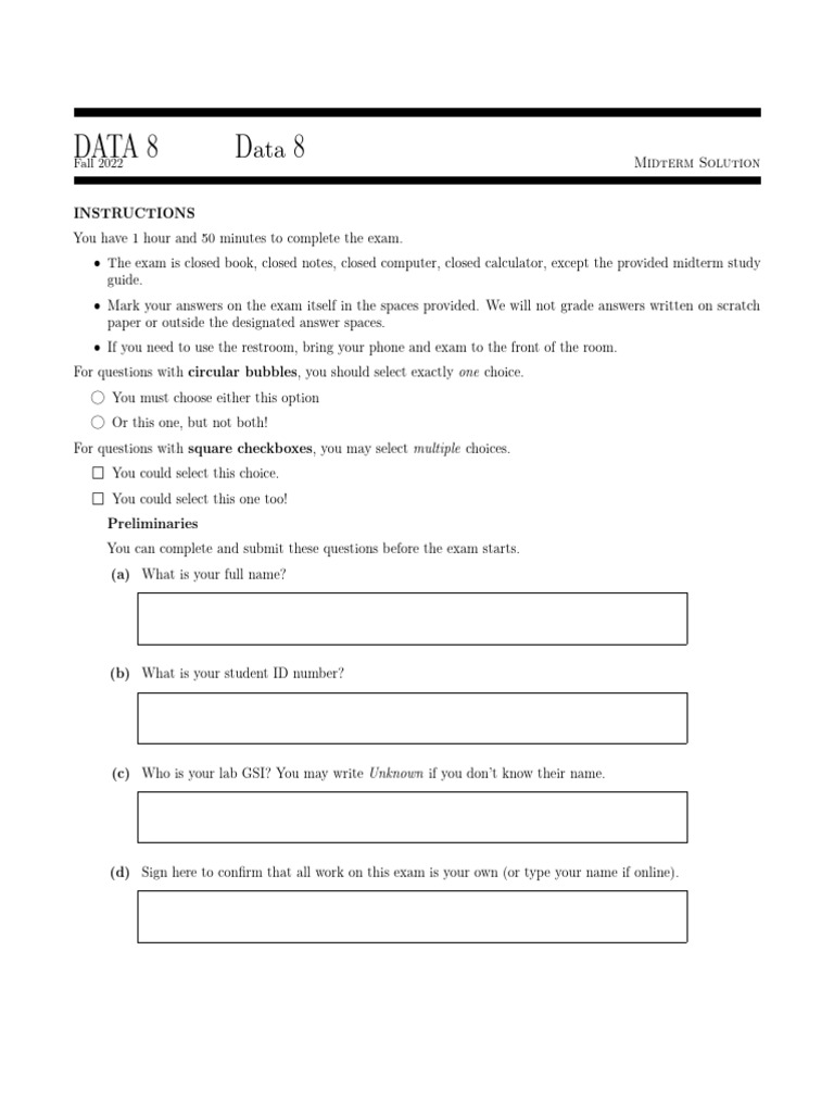 Data8 Fa22 Midterm Solutions | PDF | P Value | Statistics