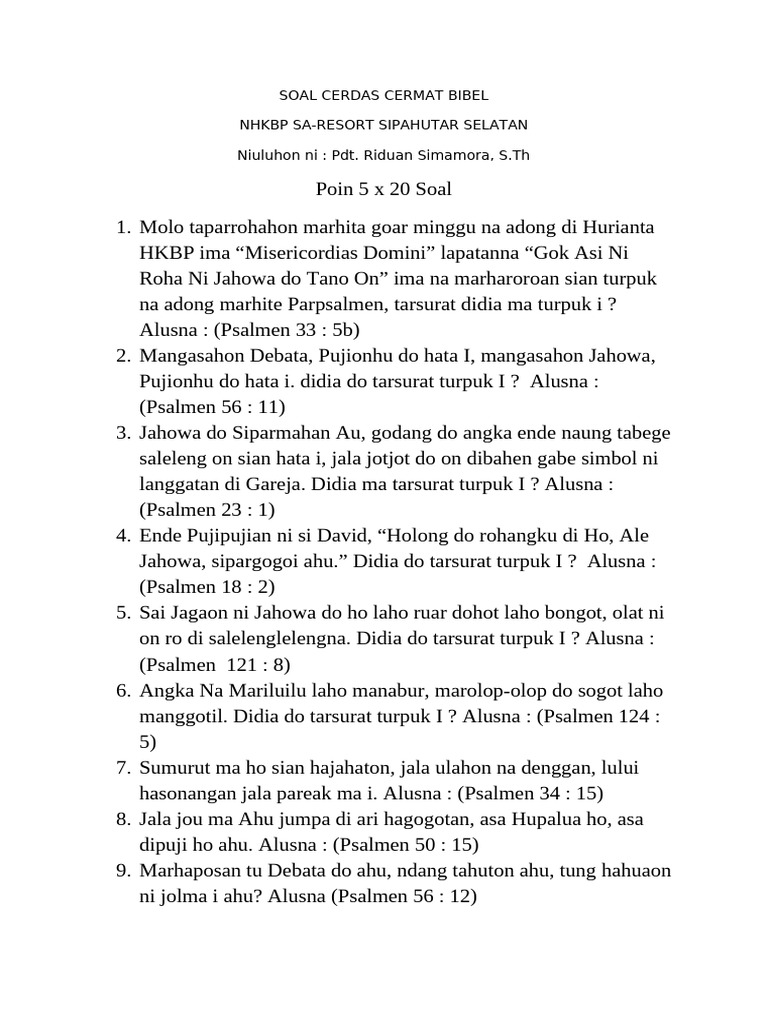 Soal CCB Parheheon | PDF