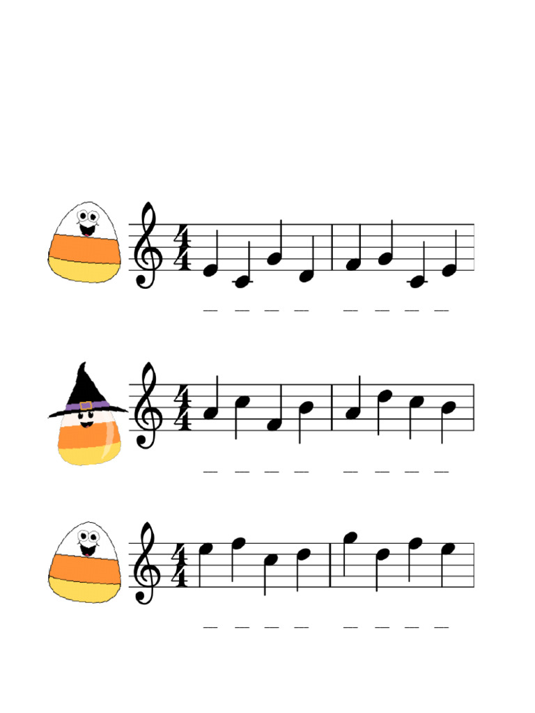 Halloween Music Worksheet For Treble Clef Note NamesVS | PDF ...